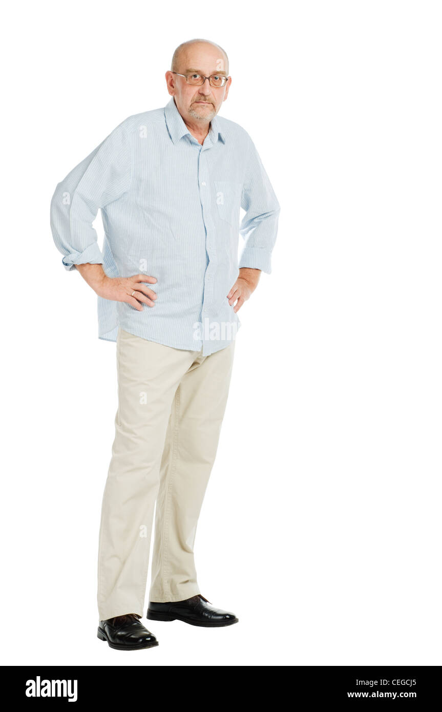 Tall mature man posing on white background Stock Photo - Alamy