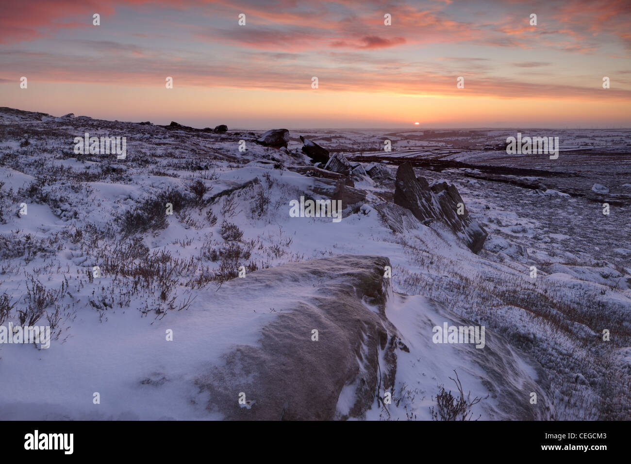 A crisp winter sunrise over Nidderdale as seen from High Crag Ridge ...