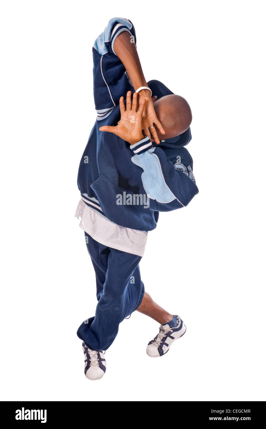 Cool young hip-hop dancer on white background Stock Photo - Alamy