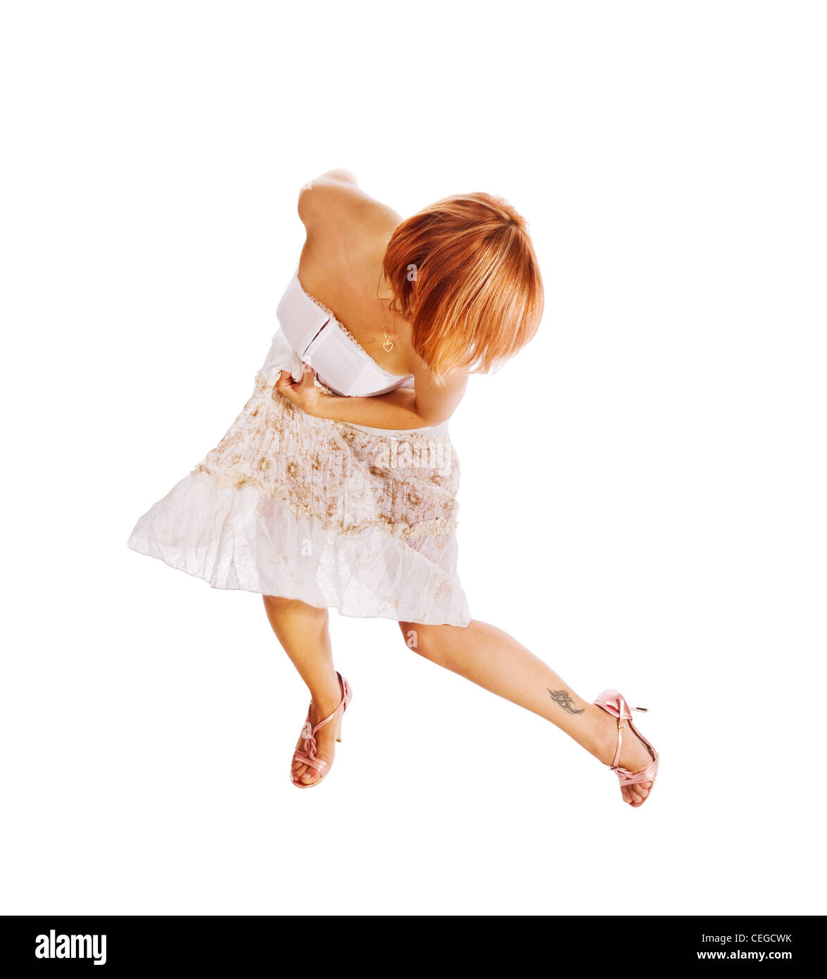 Beautiful red dancer isolated on white background Stock Photo - Alamy