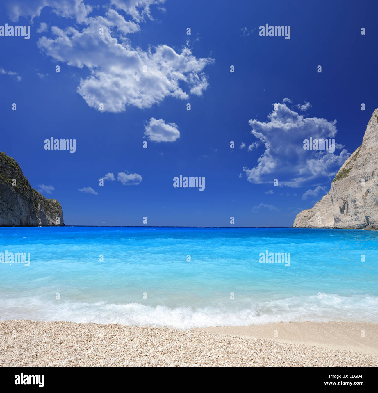 Famous shipwreck beach (Navaggio beach) on Zante island, Greece Stock ...