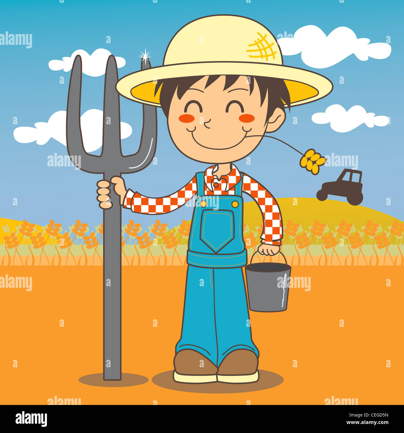 Cartoon farmer wheat land hi-res stock photography and images - Alamy