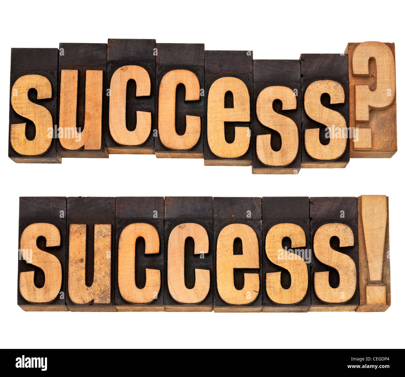 success question and confirmation with exclamation - isolated word in ...