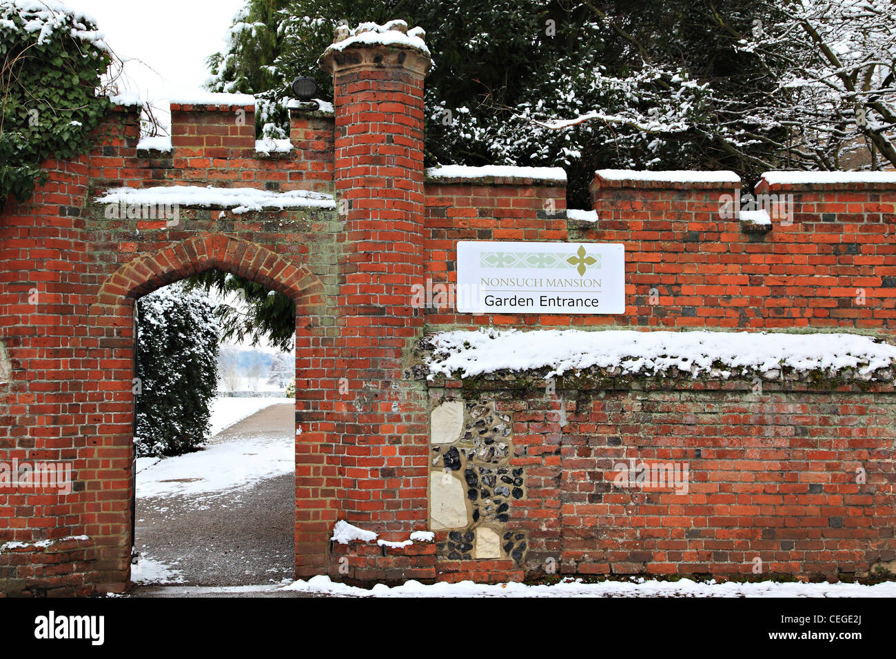 Entrance to Mansion house, Nonsuch Park, Cheam, Surrey, England Stock ...