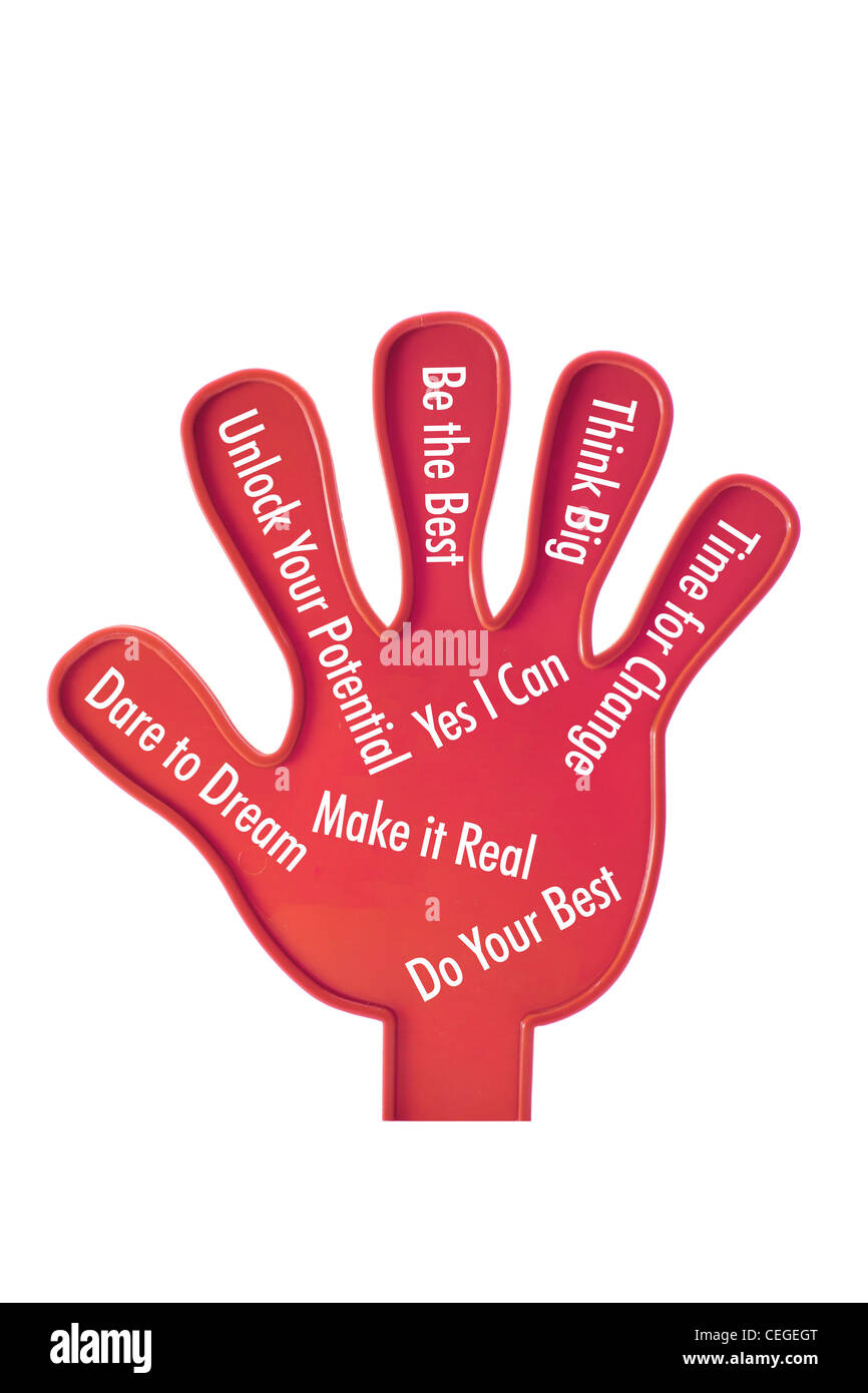 Toy Hand with Motivation Concept Stock Photo - Alamy