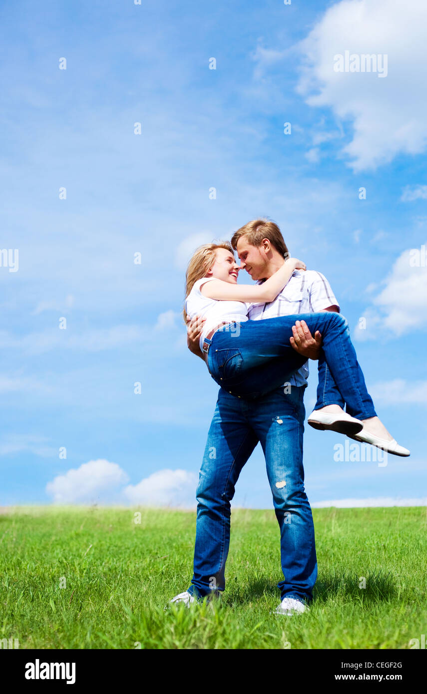 happy young couple outdoor on a summer day Stock Photo - Alamy