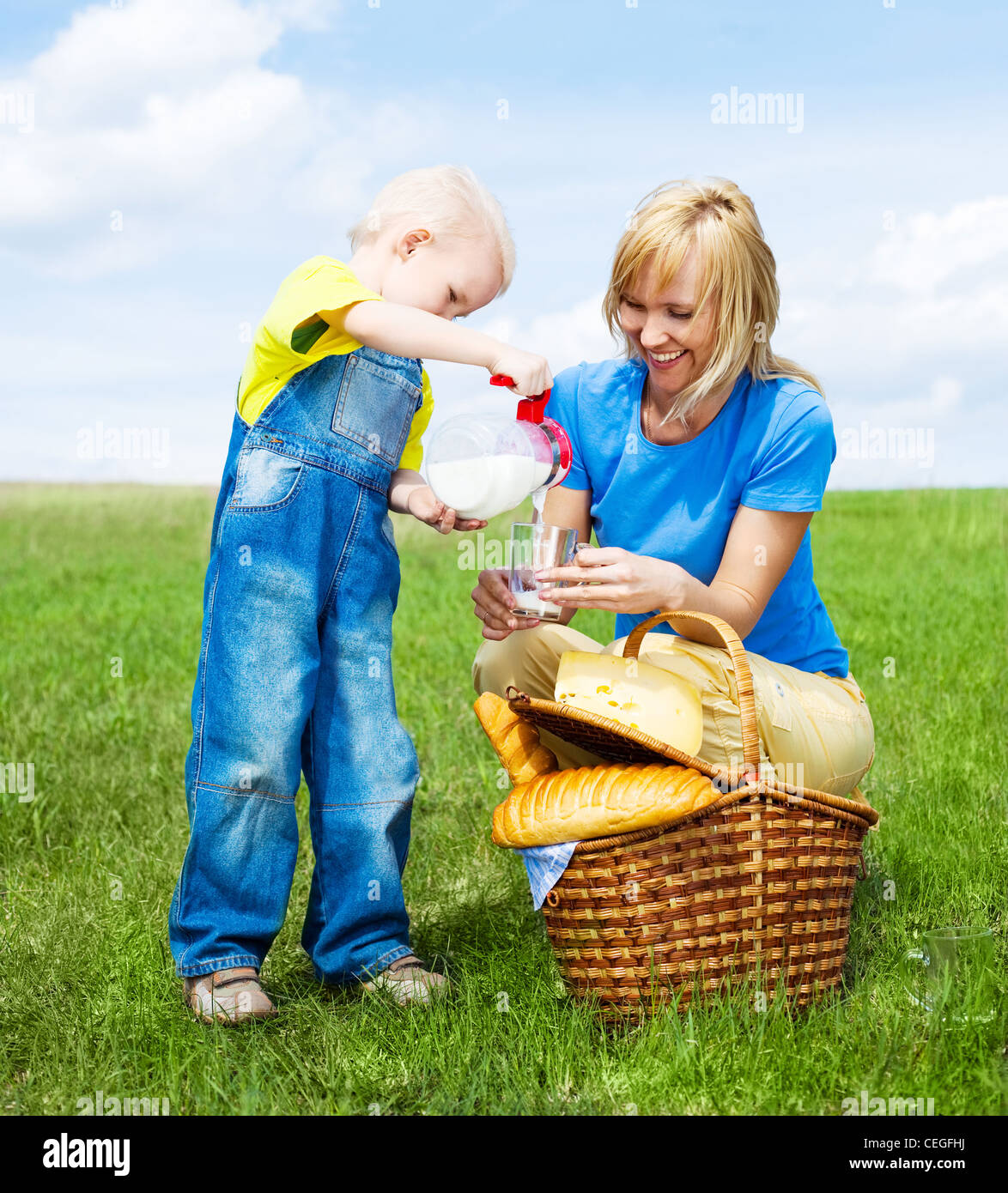 young mother and son outdoor in summer Stock Photo - Alamy