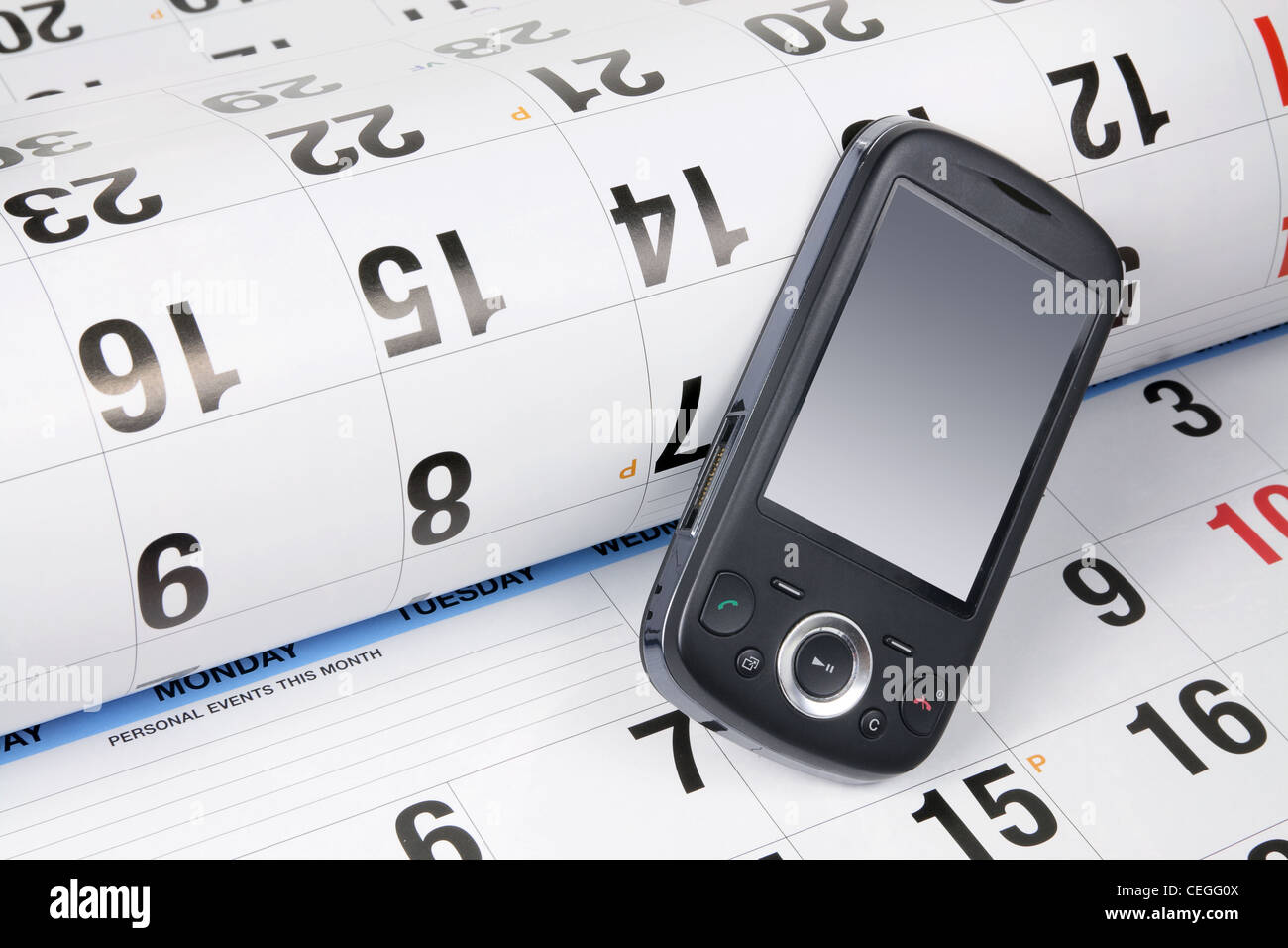 Smart Phone on Calendar Stock Photo - Alamy
