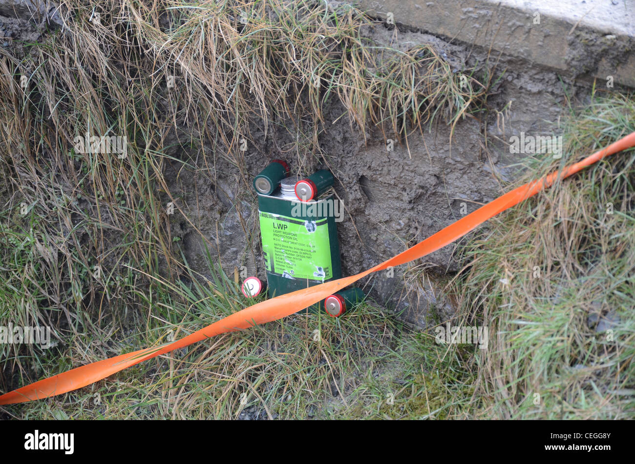 A British army solder 'Vallon man' looking for IED's using a Vallon ...