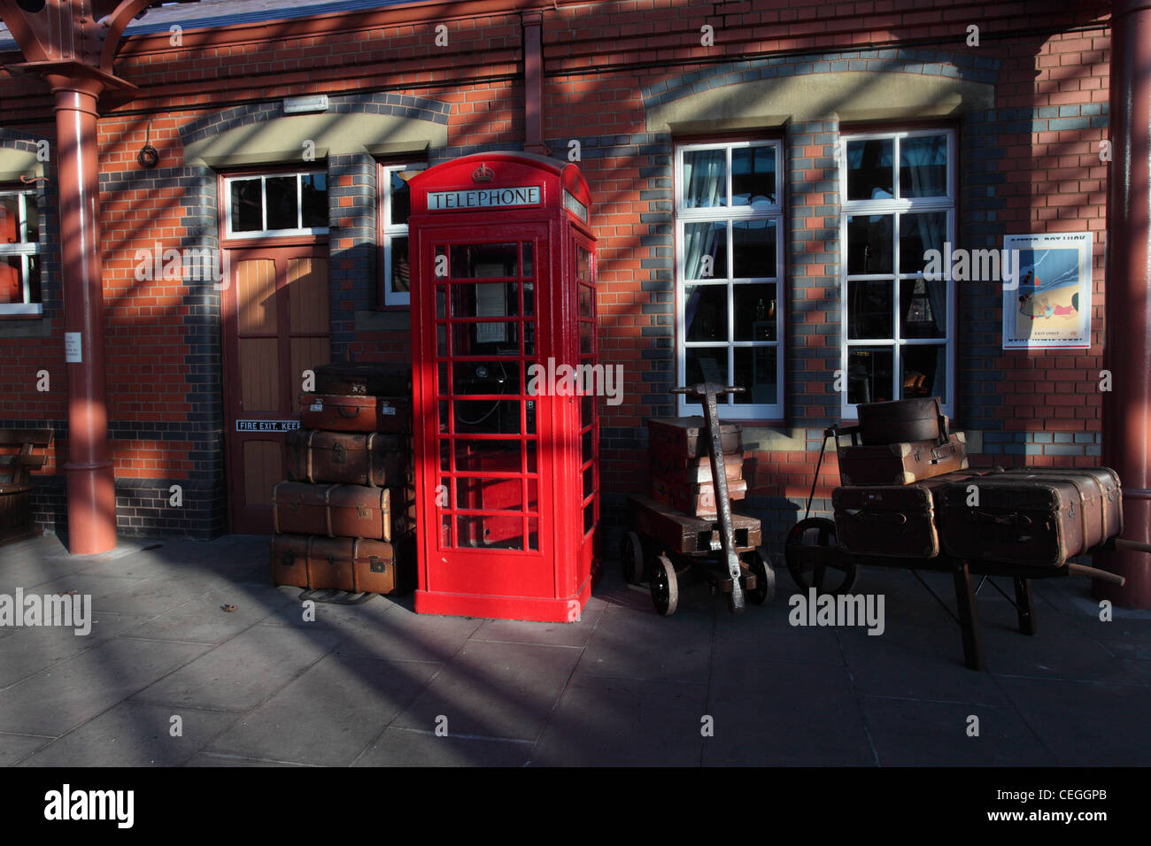 Red telephone box at railway station hi-res stock photography and ...