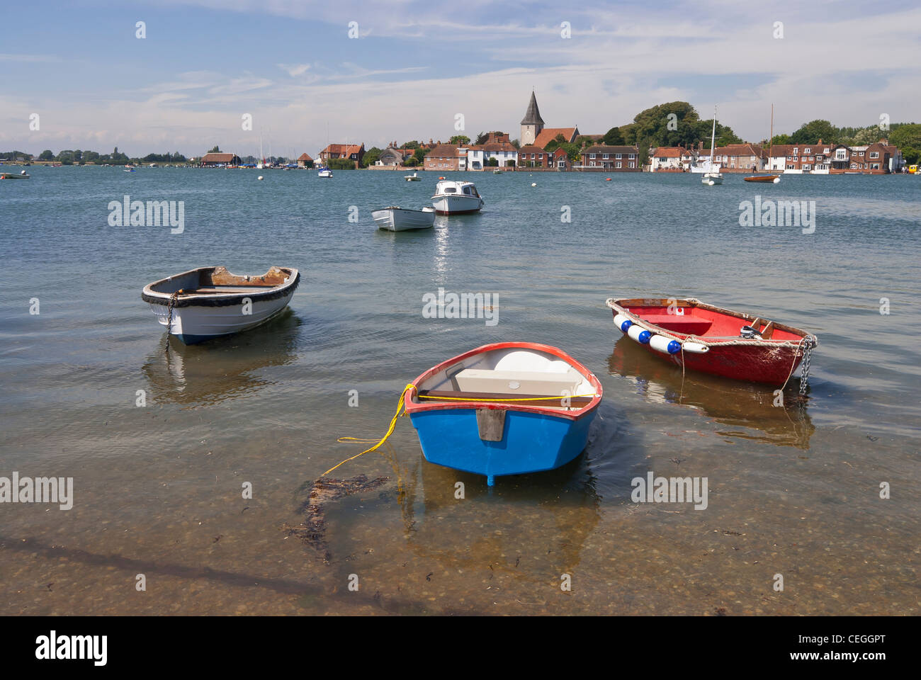 Bosham village in the background with the church seen from the Hoe on a ...