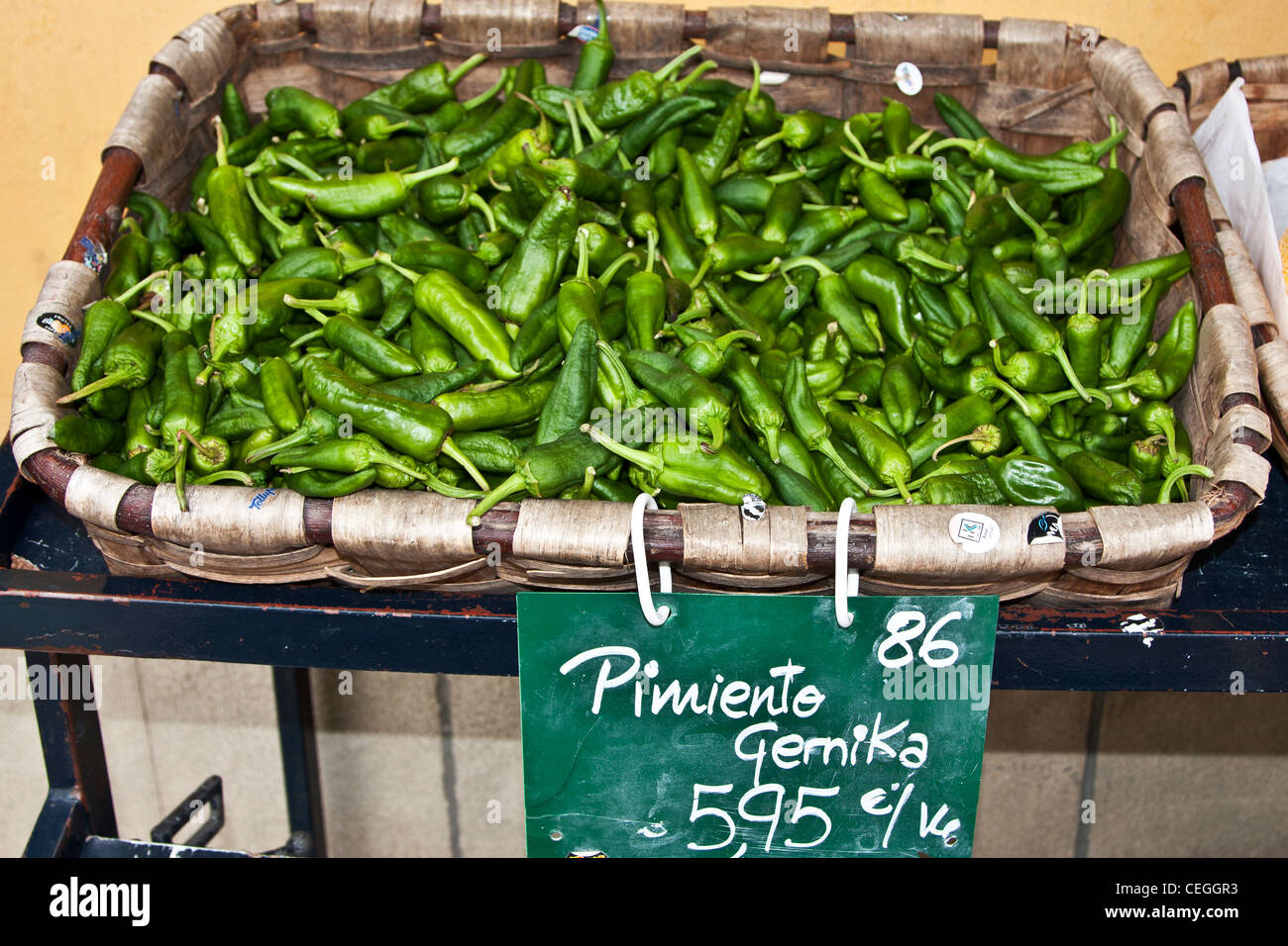Peppers in a Market in Spain's Basque Autonomous Region at Hondarribbia ...