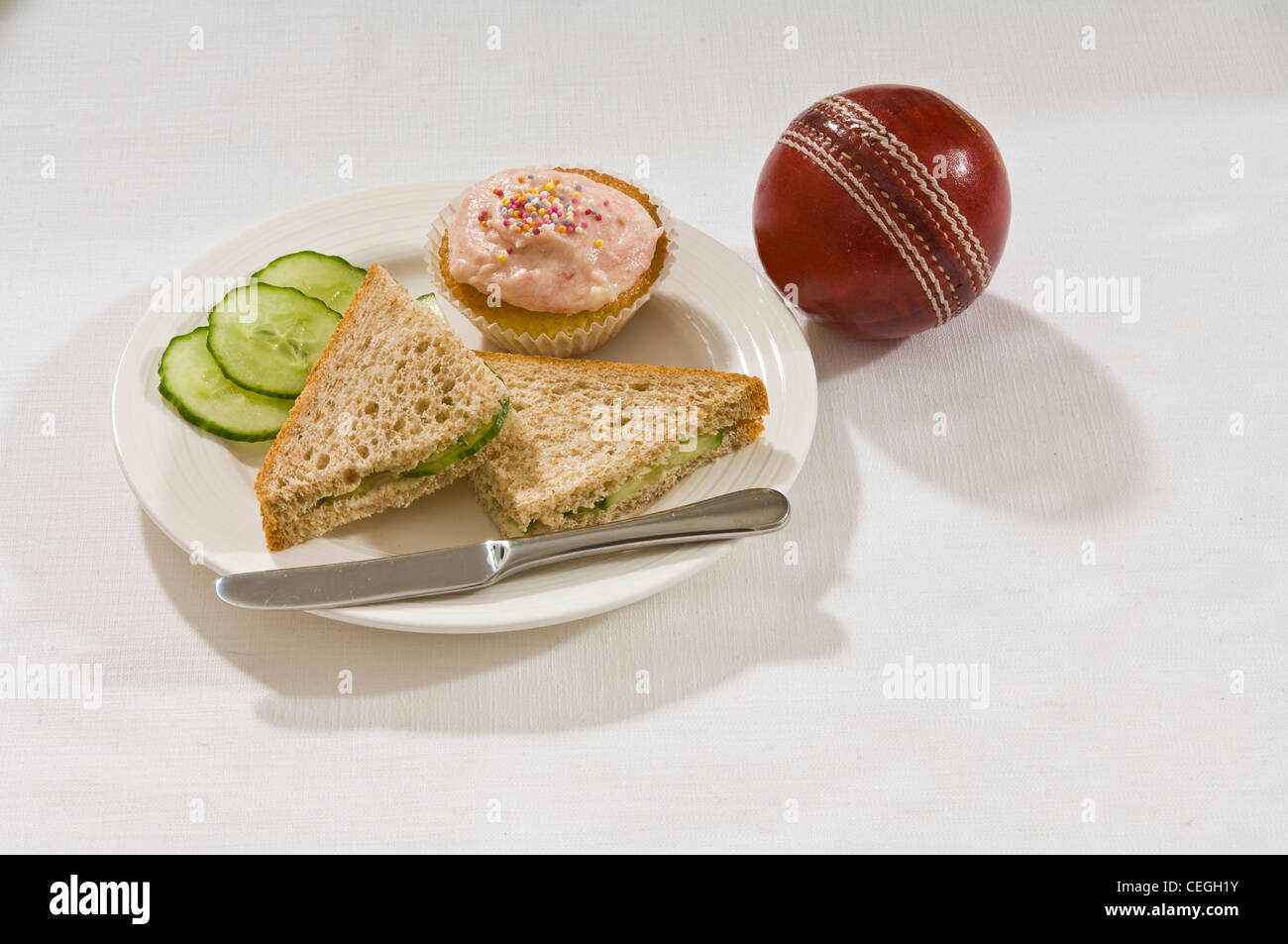Cucumber Sandwiches & Cricket Stock Photo - Alamy