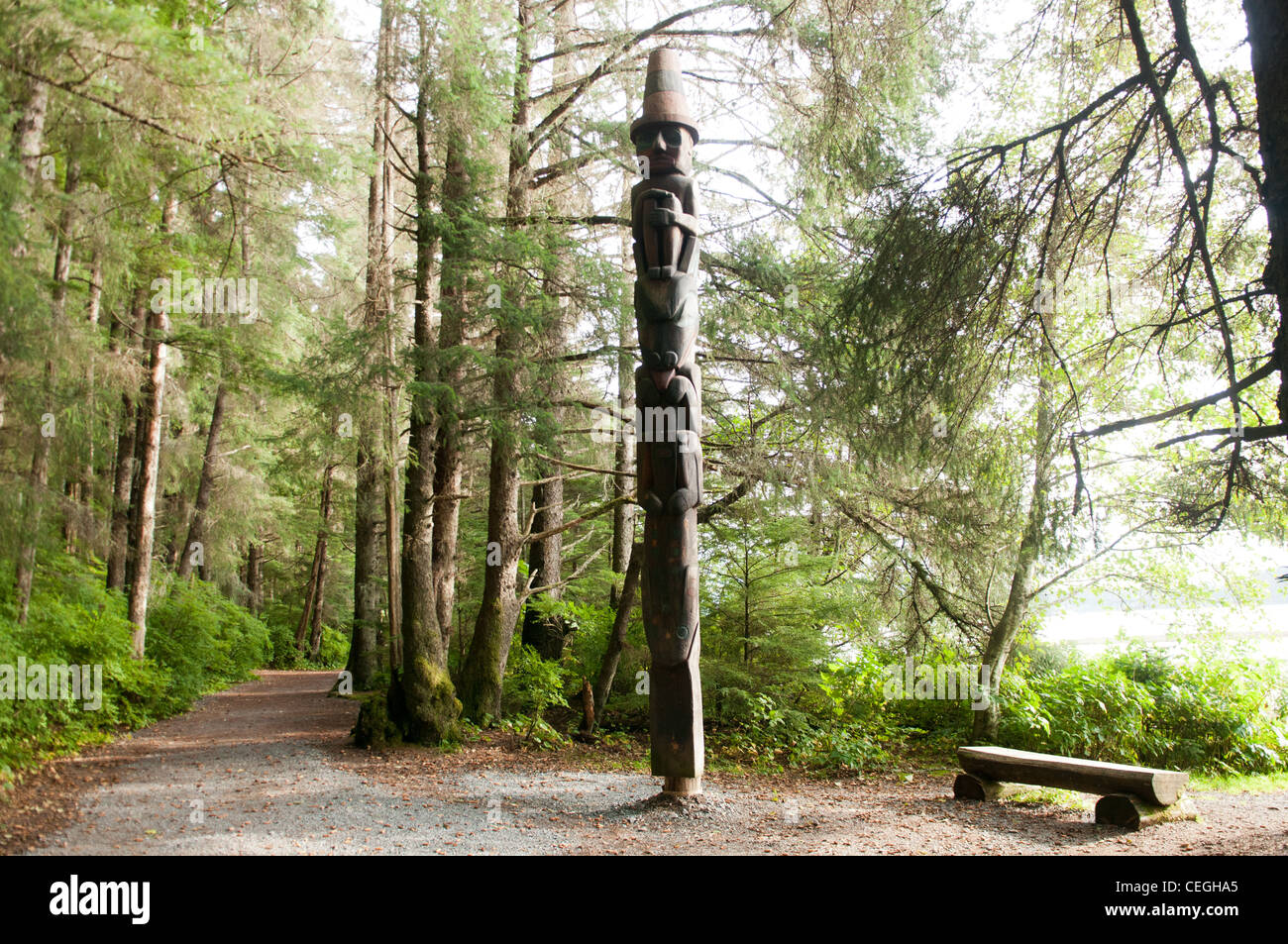 Totem Pole, Sitka National Historic Park aka Totem Park, Sitka, Alaska ...