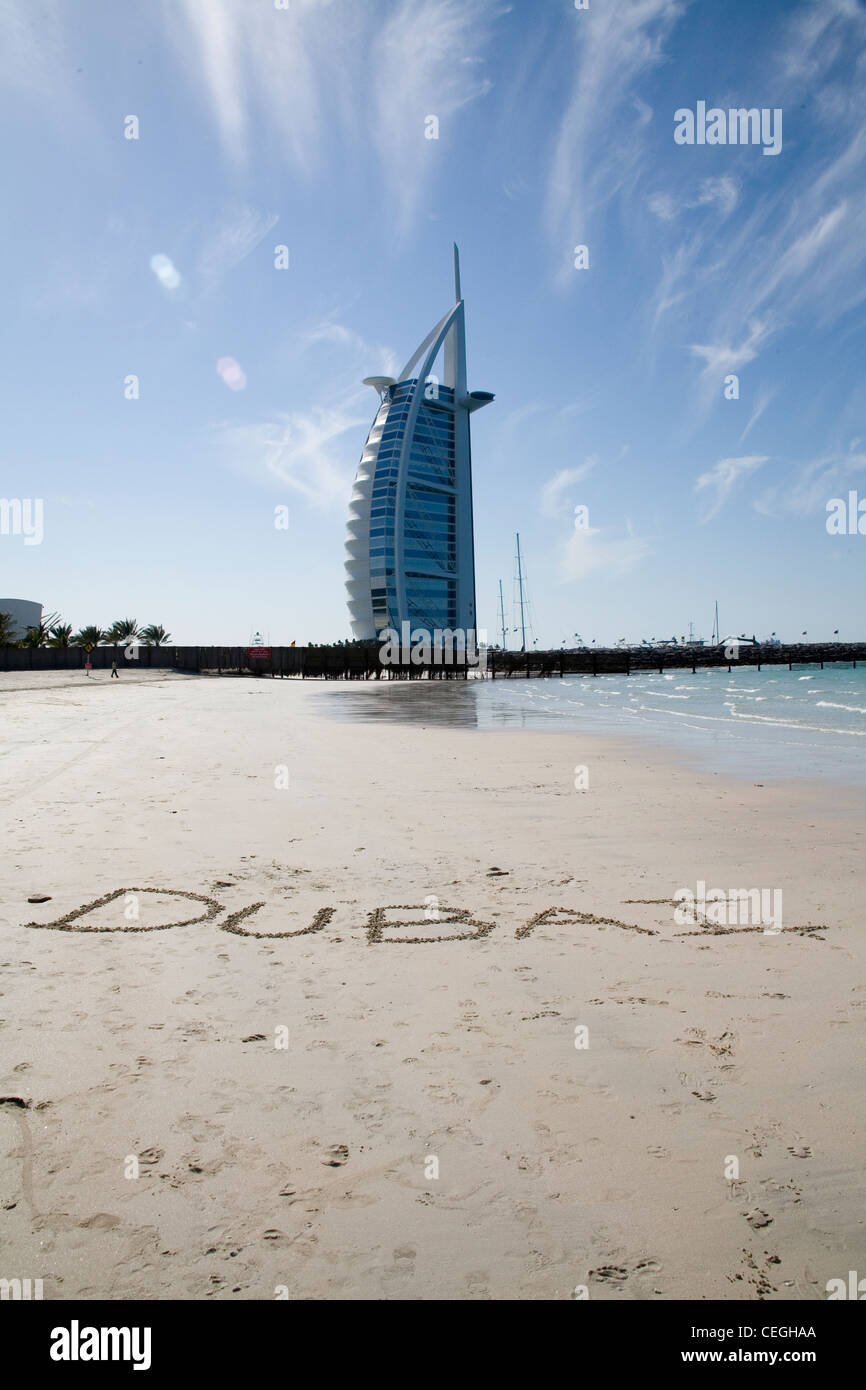 Burj Al Arab (Arabic: برج العرب‎,Tower of the Arabs with Dubai written ...
