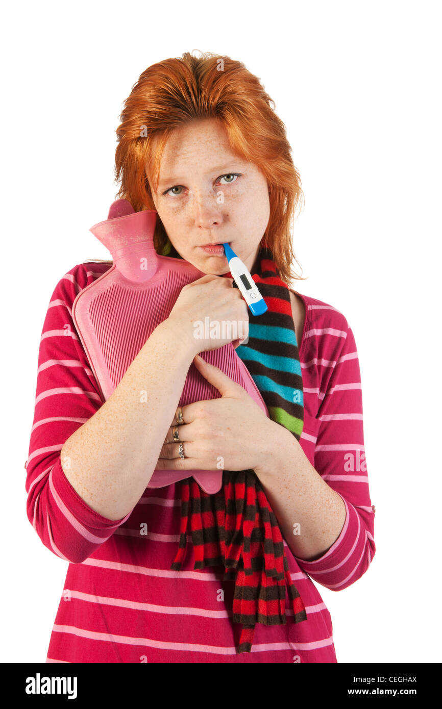 Young adult woman is very sick Stock Photo - Alamy