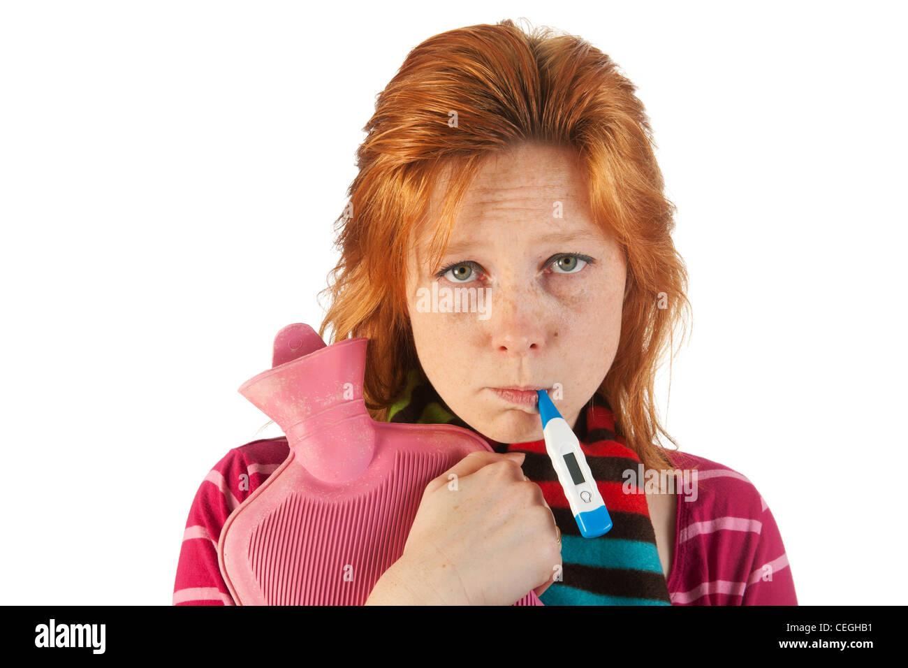 Young adult woman is very sick Stock Photo - Alamy
