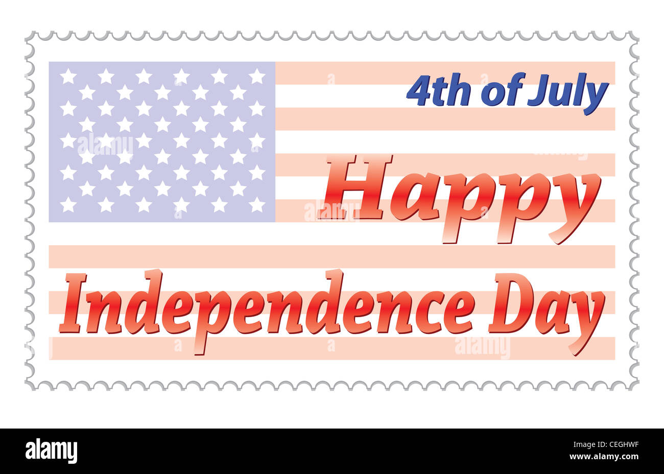 Happy Independence Day post stamp illustration Stock Photo - Alamy