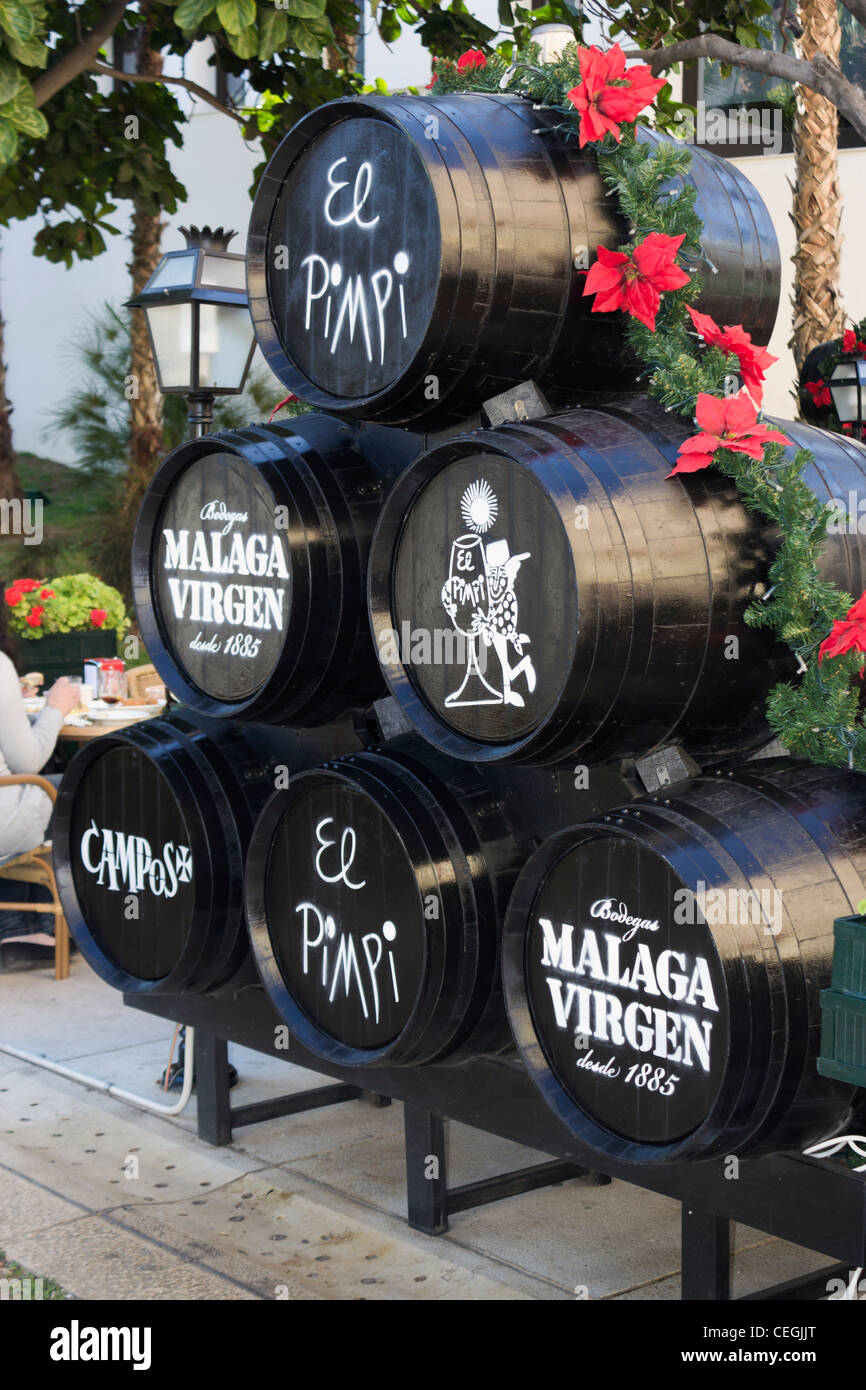 Barrels outside The Bodega Bar, El Pimpi, Malaga,Costa del Sol ...