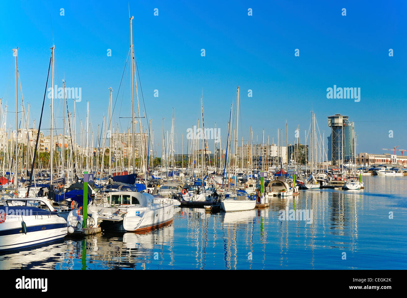Sunset at the marina in Port Vell, Barcelona, Spain Stock Photo - Alamy
