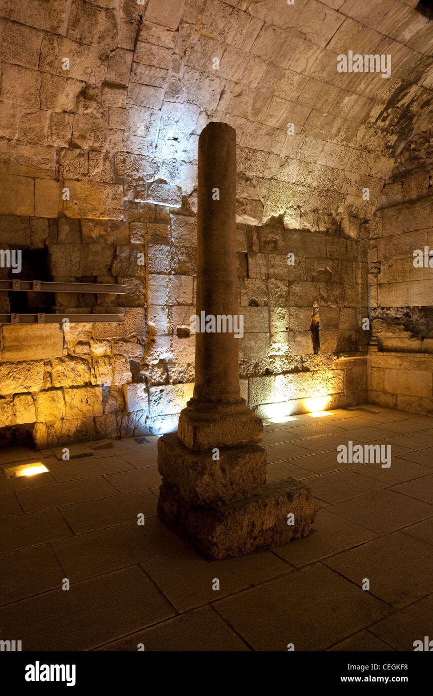 Pillar from the Byzantine period at the Hasmonean Hall at the ...