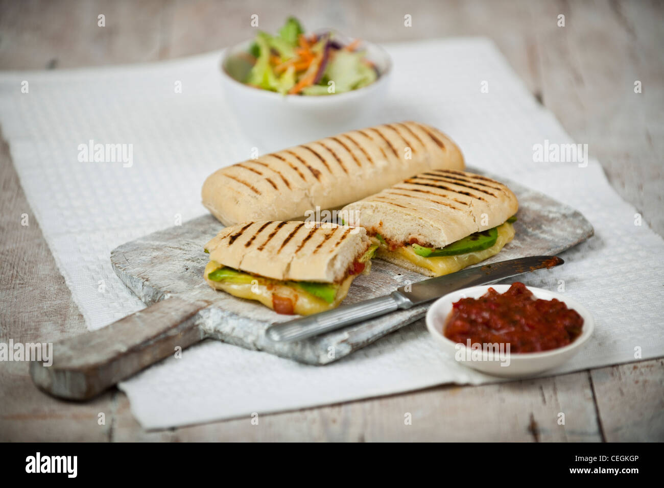 Toasted cheese and avocado panini Stock Photo - Alamy