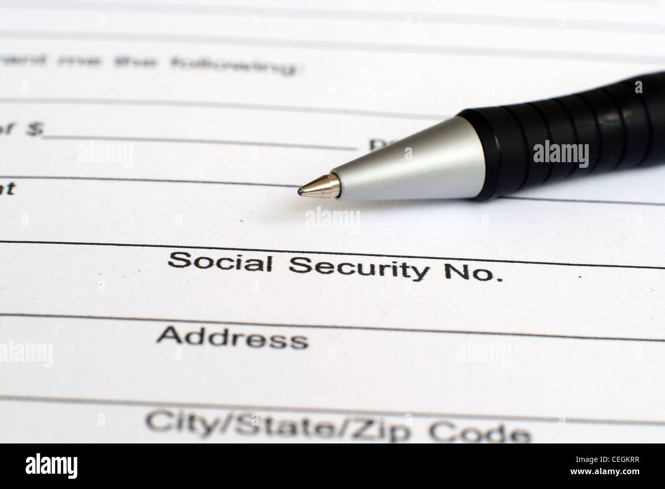 Social security form Stock Photo - Alamy