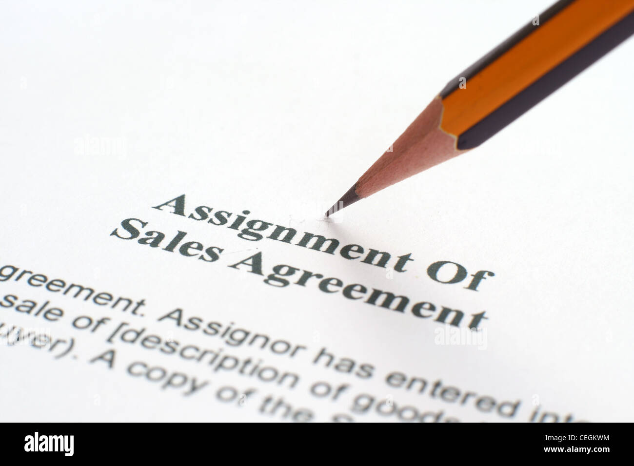 assignment of sales agreement Stock Photo - Alamy