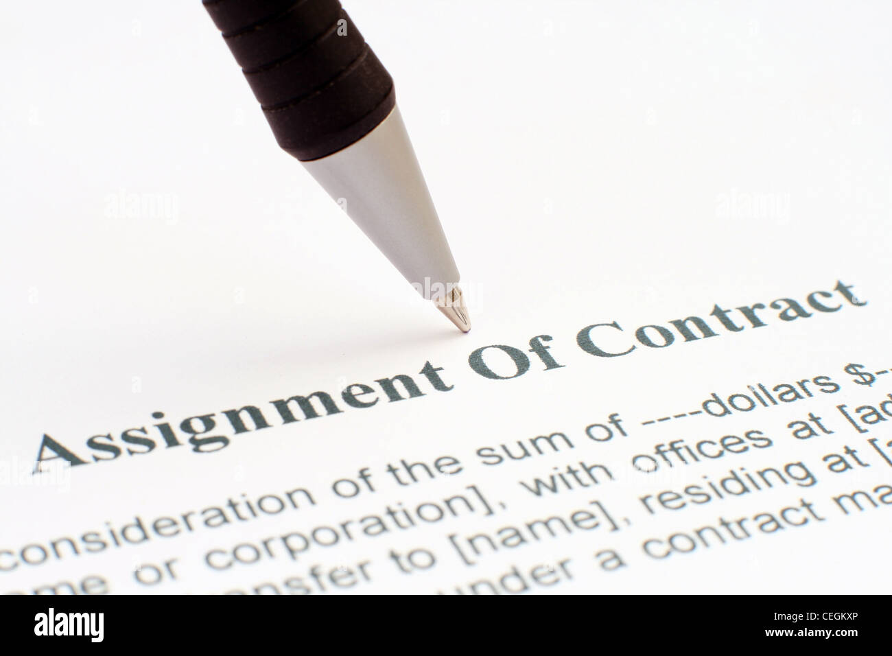 assignment of contract Stock Photo - Alamy