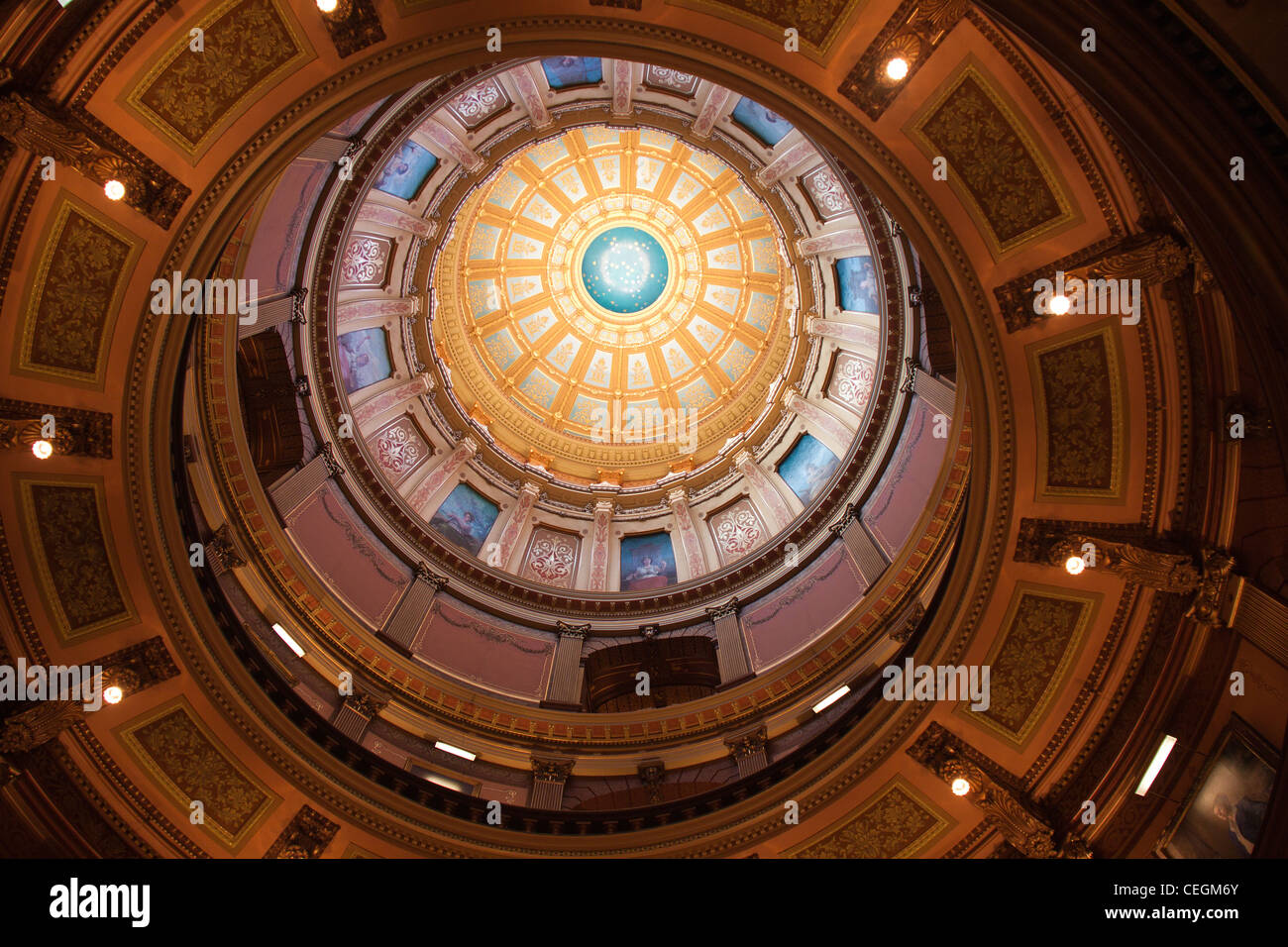 Rotunda and dome of the Michigan State Capitol Building, Lansing ...
