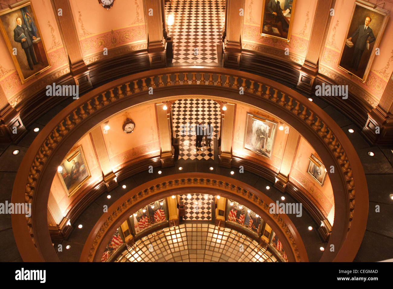 Rotunda of the Michigan State Capitol Building, Lansing, Michigan, USA ...