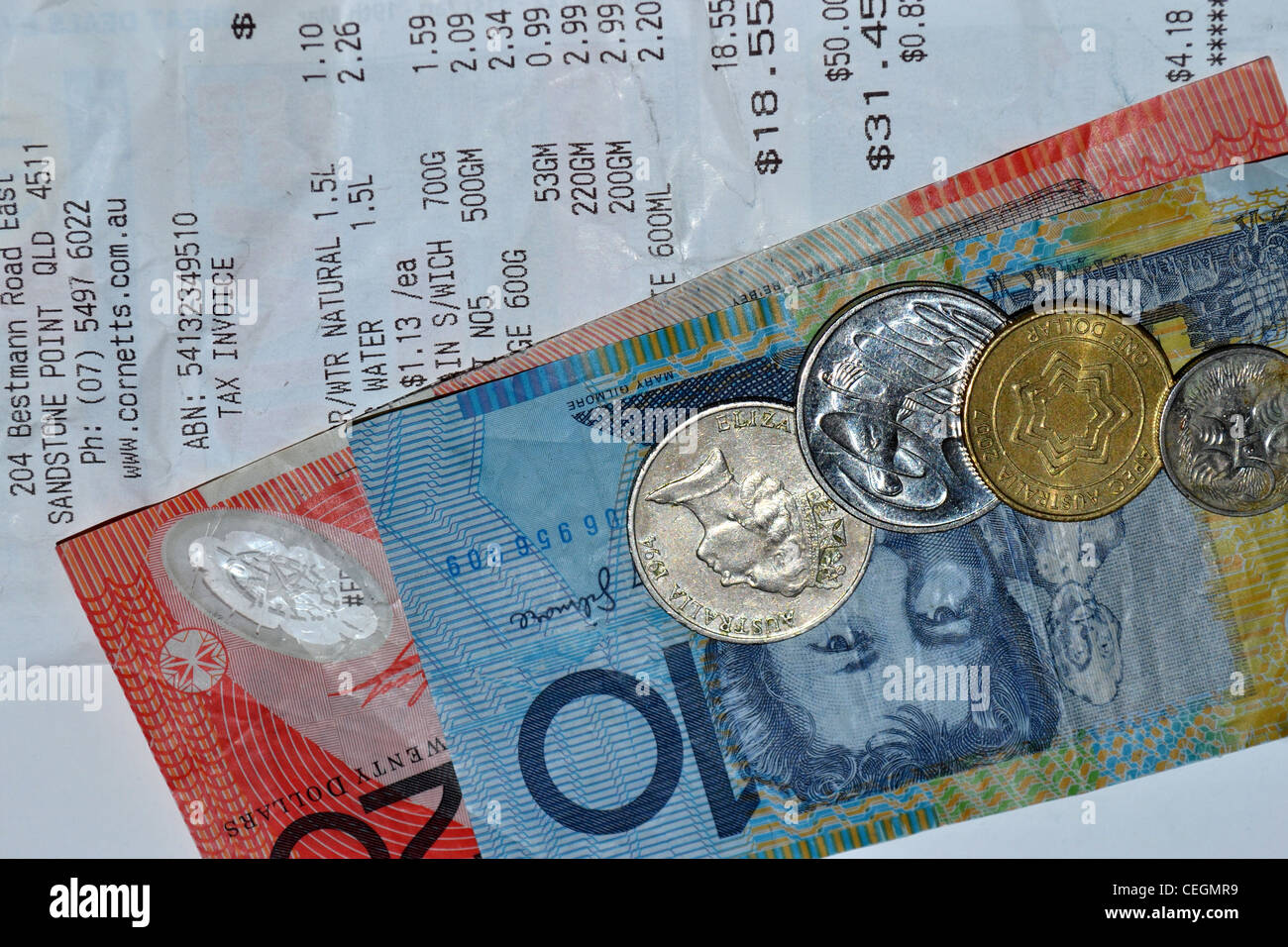 Change and receipt Stock Photo - Alamy