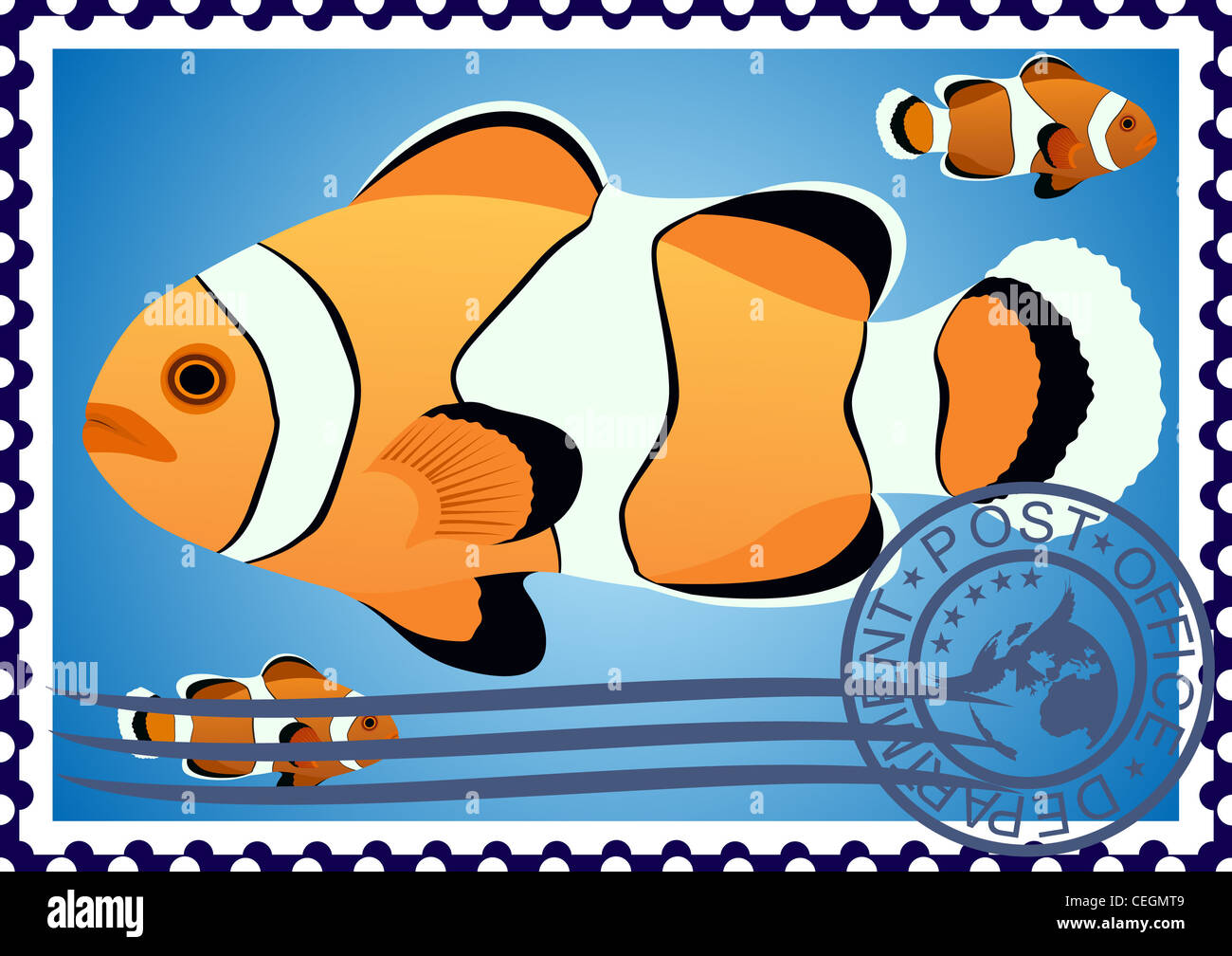 Clown Fish. Postage stamp Stock Photo - Alamy