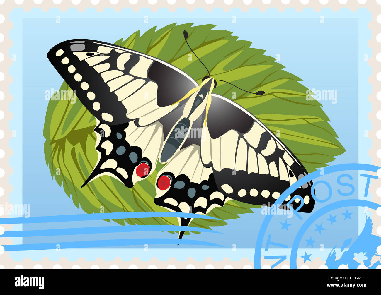 Postage stamp with a butterfly Stock Photo - Alamy