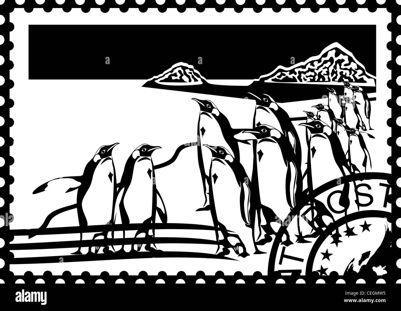 Postage stamp with the penguins in the Arctic Stock Photo - Alamy