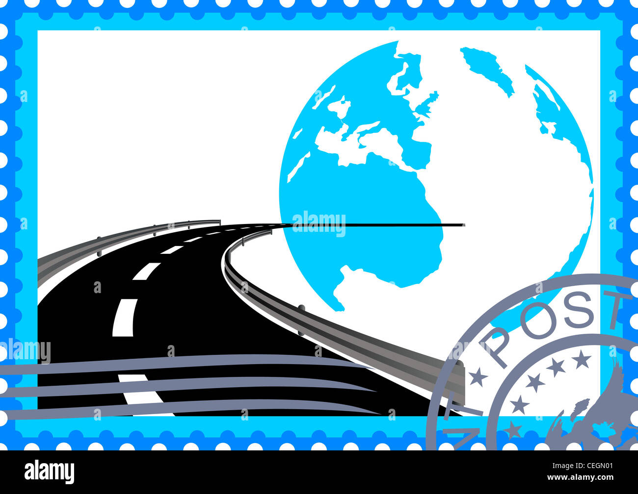 Postage stamp. Road Stock Photo - Alamy