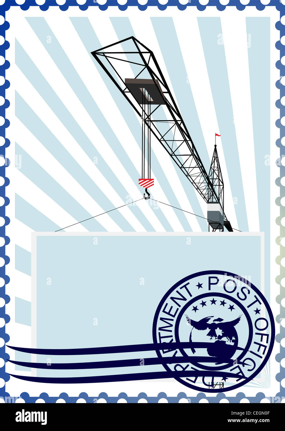 Postage stamp. The construction crane Stock Photo - Alamy
