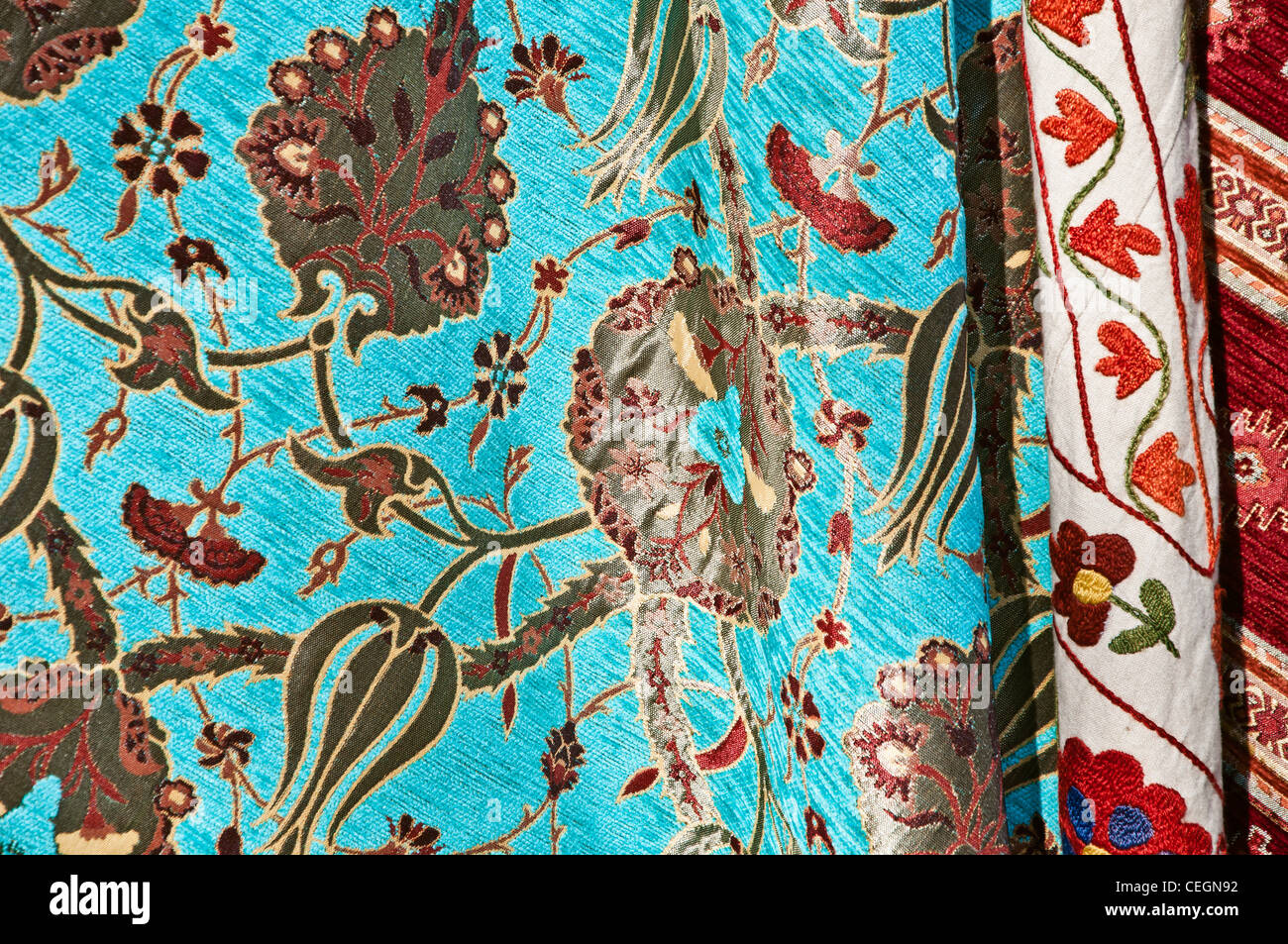 Detail from Turkish fabric with traditional floral designs Stock Photo ...