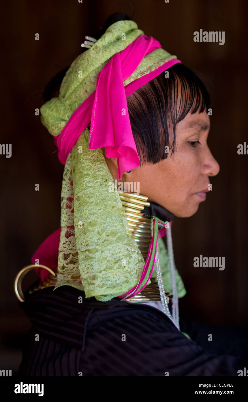 Portrait of a woman, Long neck tribe, North Thailand Stock Photo - Alamy