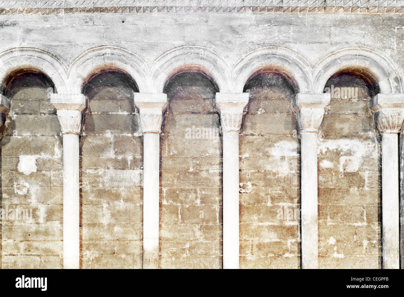 Norman arches at the norman, medieval cathedral of Peterborough ...
