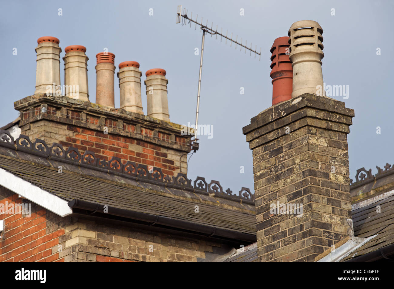 Chimney pots Woodbridge Suffolk UK Stock Photo - Alamy