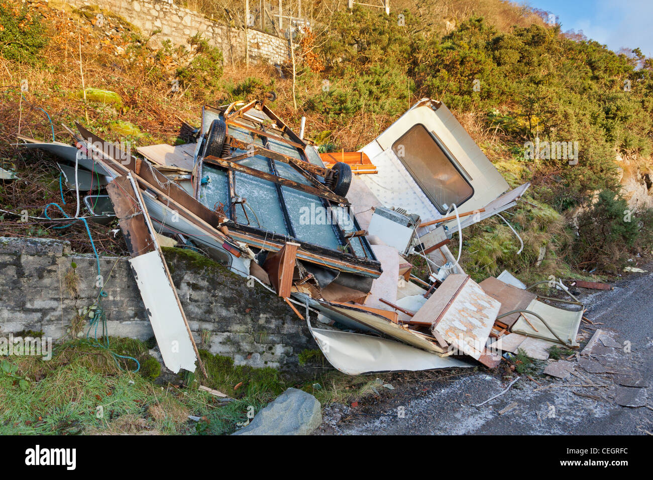 Wrecked caravan hi-res stock photography and images - Alamy