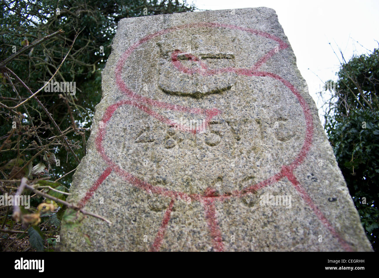 Granite Victorian coal-tax post showing boundary of London, Slough Arm ...
