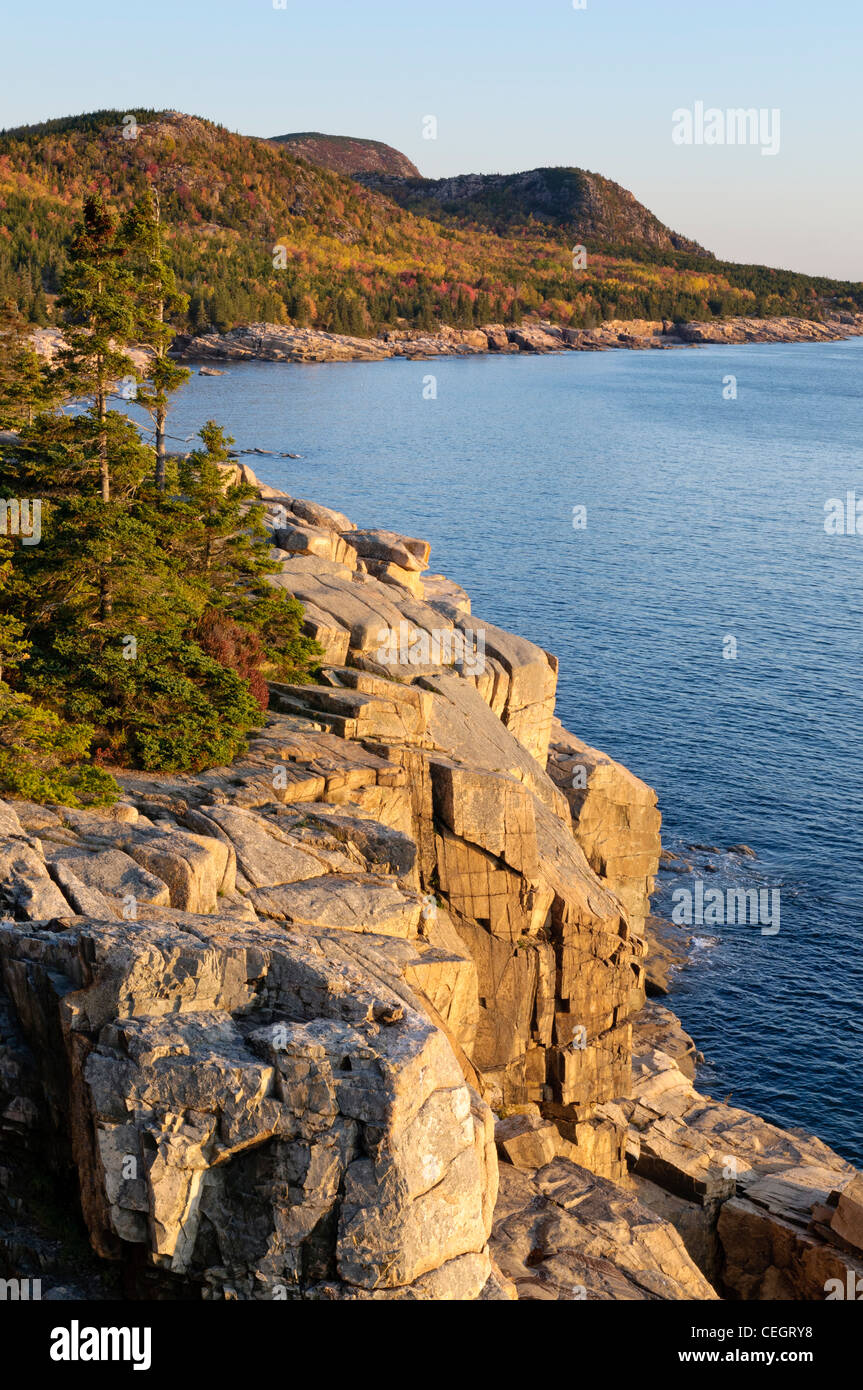 Otter Cliffs at sunrise, Acadia National Park, Bar Harbor, Maine Stock ...