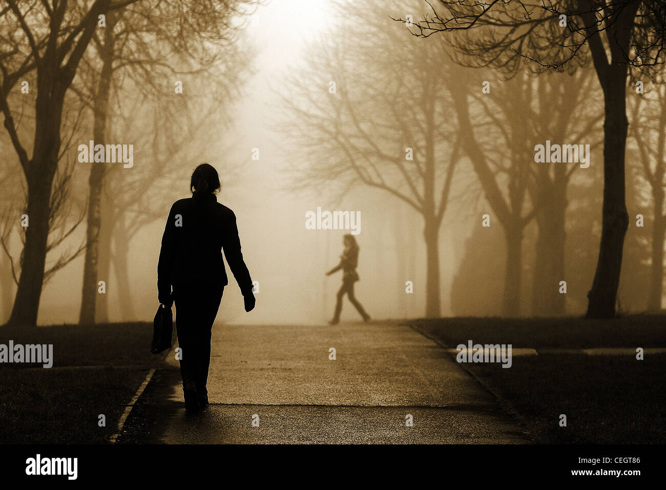 FIGURES IN THE MIST Stock Photo - Alamy