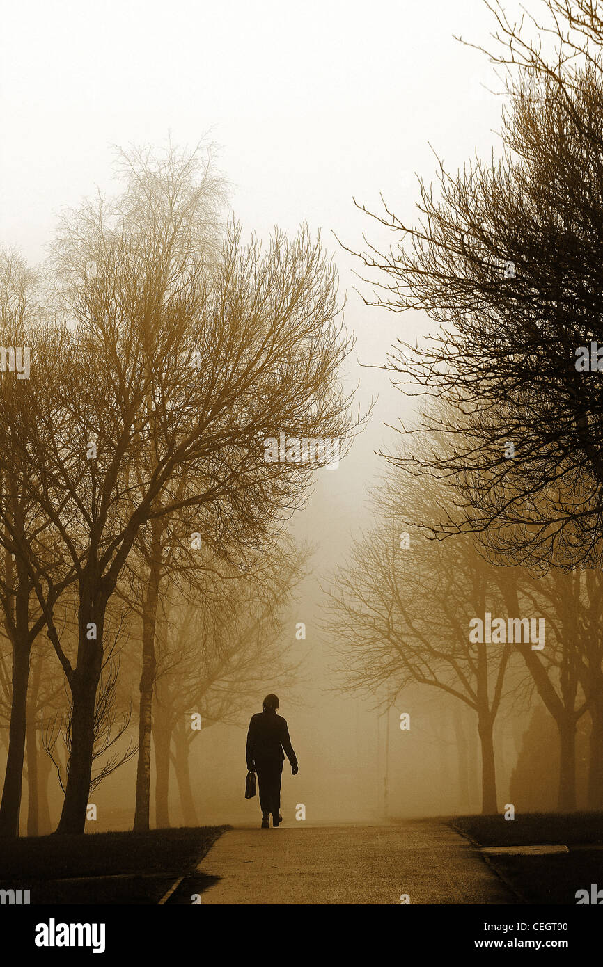 FIGURE IN THE MIST Stock Photo - Alamy