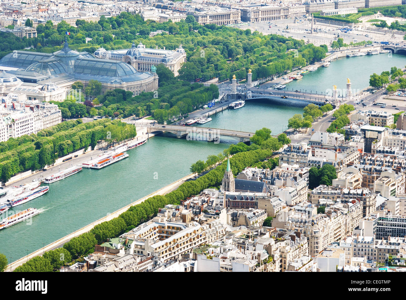 Aerial view at Seine from the Eiffel tower, France Paris Stock Photo ...