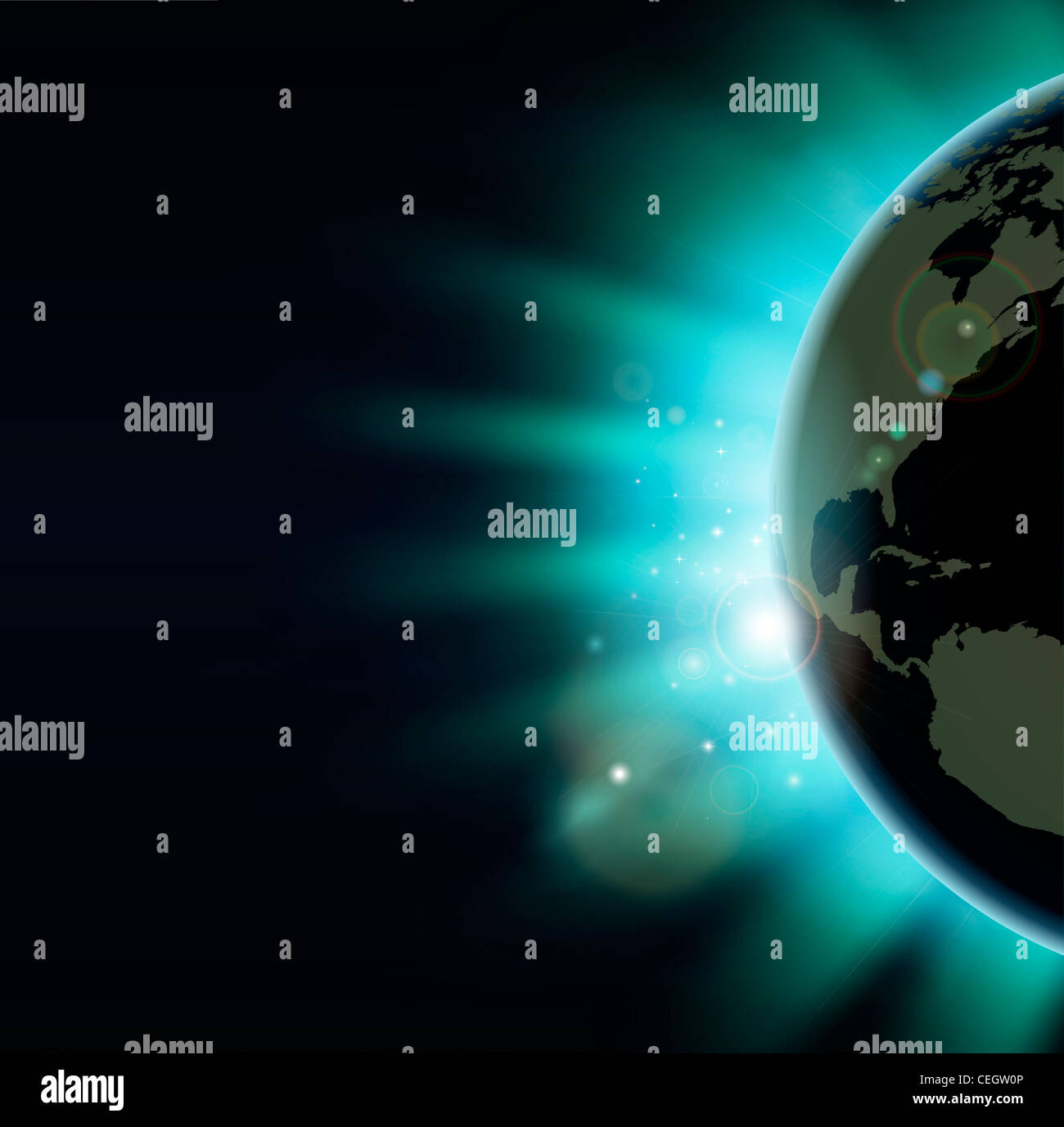 World globe eclipse concept illustration. America side of the world ...