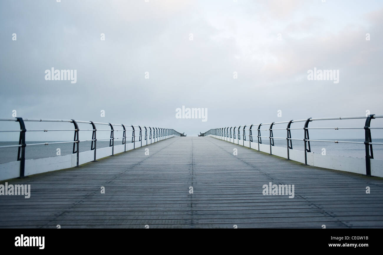 The view along the old Victorian Pier in Saltburn, Cleveland, England ...