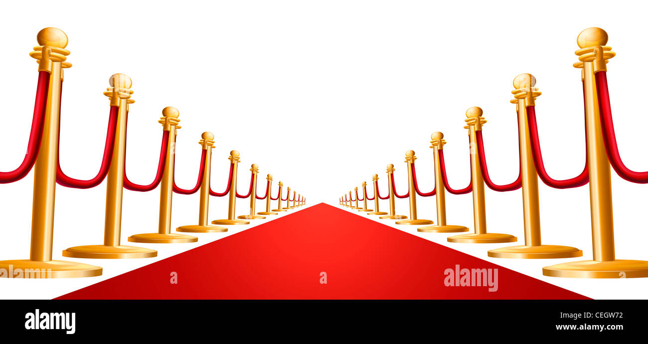 Illustration of a red velvet rope and red carpet Stock Photo - Alamy